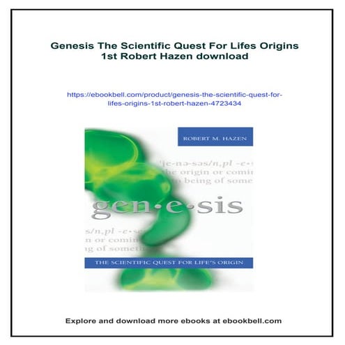 Genesis The Scientific Quest For Lifes Origins 1st Robert Hazen | PDF
