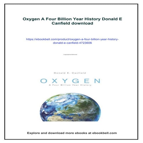 Oxygen A Four Billion Year History Donald E Canfield | PDF