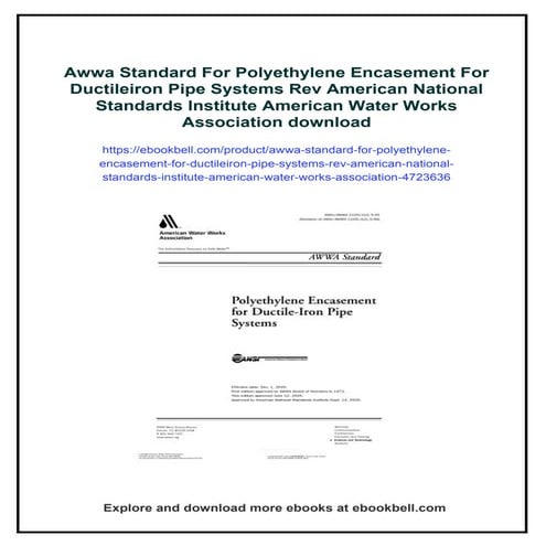 Awwa Standard For Polyethylene Encasement For Ductileiron Pipe Systems ...
