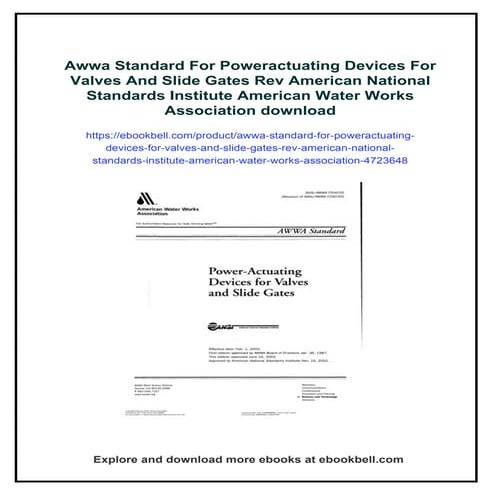 Awwa Standard For Poweractuating Devices For Valves And Slide Gates Rev ...