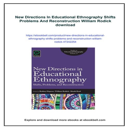 New Directions In Educational Ethnography Shifts Problems And ...