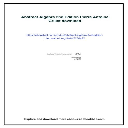 Abstract Algebra 2nd Edition Pierre Antoine Grillet | PDF