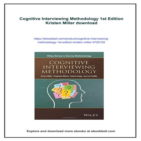 Cognitive Interviewing Methodology 1st Edition Kristen Miller | PDF