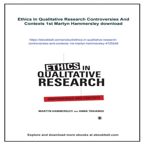 Ethics In Qualitative Research Controversies And Contexts 1st Martyn Hammersley | PDF