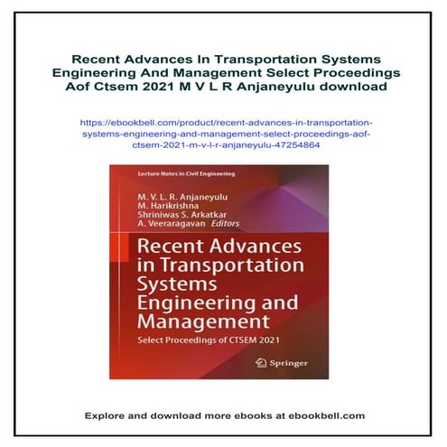 Recent Advances In Transportation Systems Engineering And Management ...