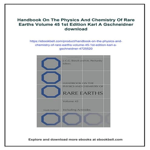 Handbook On The Physics And Chemistry Of Rare Earths Volume 45 1st ...