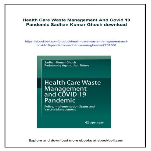 Health Care Waste Management And Covid 19 Pandemic Sadhan Kumar Ghosh | PDF