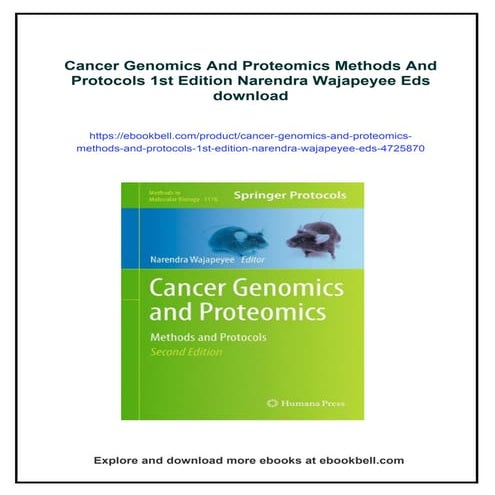 Cancer Genomics And Proteomics Methods And Protocols 1st Edition ...