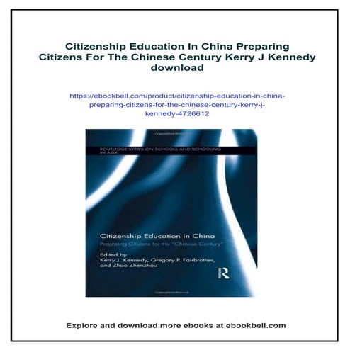 Citizenship Education In China Preparing Citizens For The Chinese Century Kerry J Kennedy | PDF
