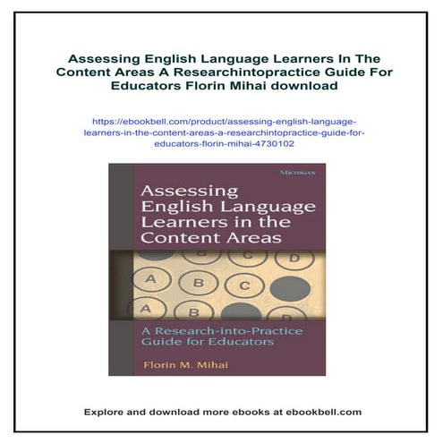 Assessing English Language Learners In The Content Areas A ...