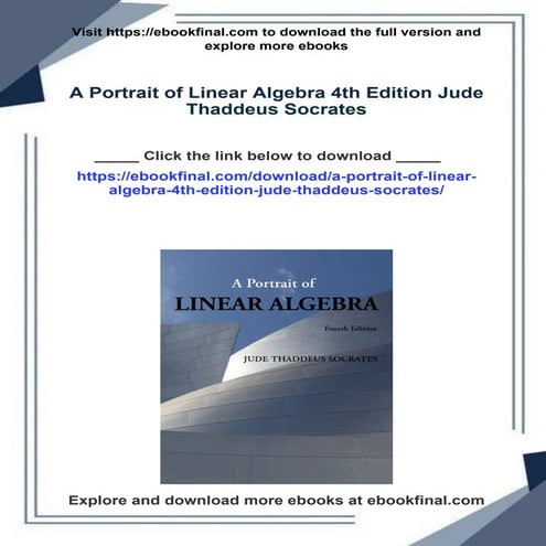 Full Download A Portrait of Linear Algebra 4th Edition Jude Thaddeus ...