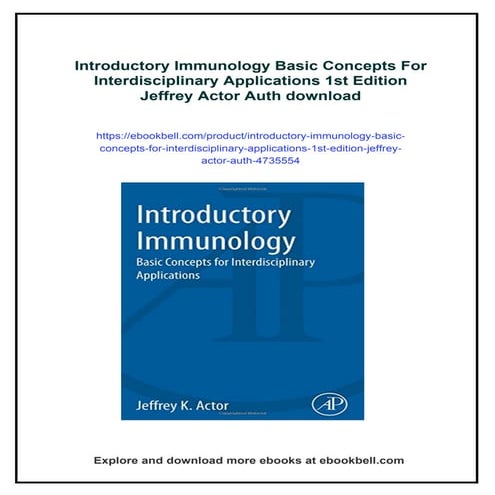 Introductory Immunology Basic Concepts For Interdisciplinary ...