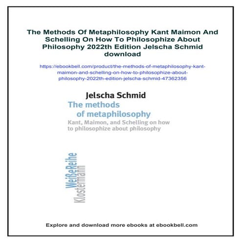 The Methods Of Metaphilosophy Kant Maimon And Schelling On How To ...