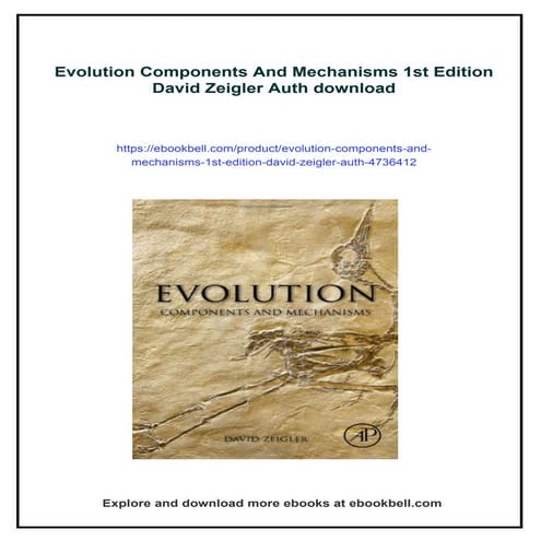 Evolution Components And Mechanisms 1st Edition David Zeigler Auth | PDF