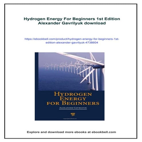 Hydrogen Energy For Beginners 1st Edition Alexander Gavrilyuk | PDF