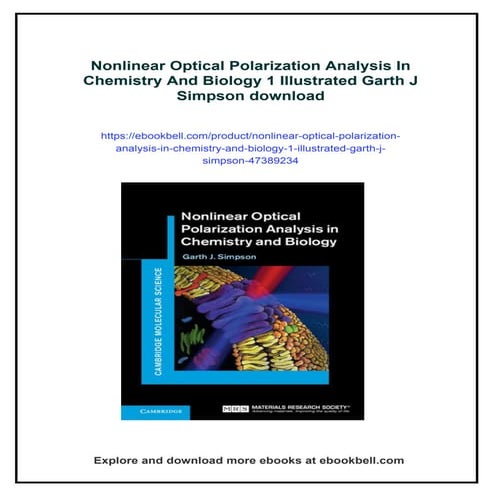 Nonlinear Optical Polarization Analysis In Chemistry And Biology 1 ...