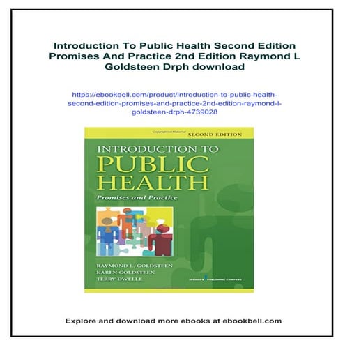 Introduction To Public Health Second Edition Promises And Practice 2nd ...