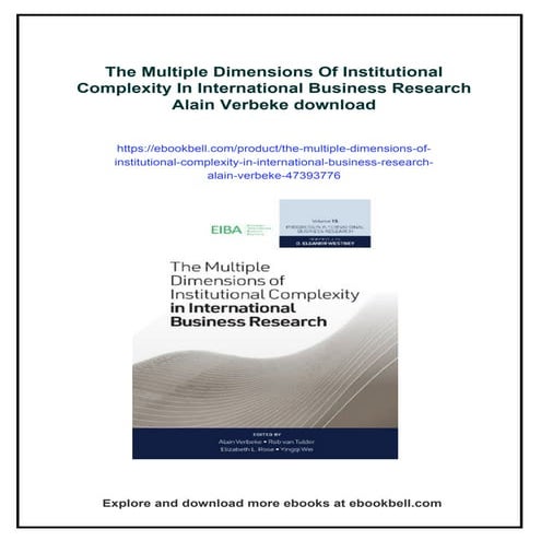 The Multiple Dimensions Of Institutional Complexity In International Business Research Alain ...