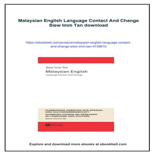 Malaysian English Language Contact And Change Siew Imm Tan | PDF