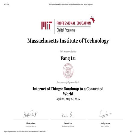 MITProfessionalX IOTx Certificate | MIT Professional Education Digital ...