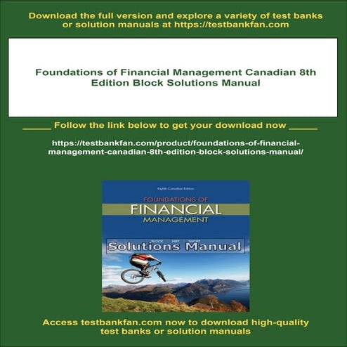 Foundations of Financial Management Canadian 8th Edition Block Solutions Manual | PDF