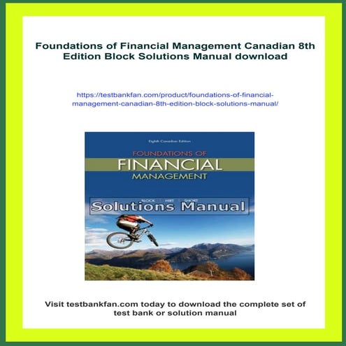 Foundations of Financial Management Canadian 8th Edition Block Solutions Manual | PDF