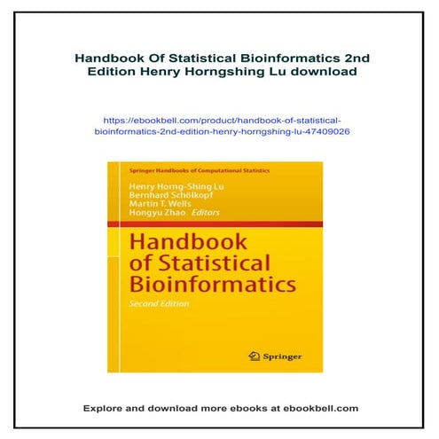 Handbook Of Statistical Bioinformatics 2nd Edition Henry Horngshing Lu Pdf