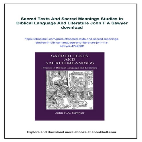 Sacred Texts And Sacred Meanings Studies In Biblical Language And ...