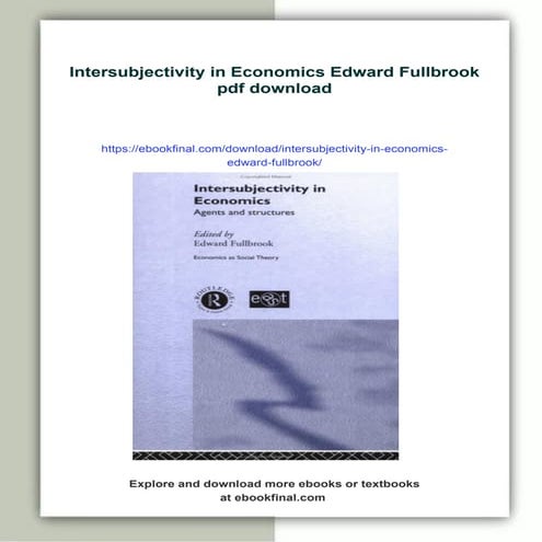 Intersubjectivity in Economics Edward Fullbrook | PDF