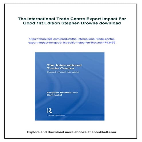 The International Trade Centre Export Impact For Good 1st Edition ...