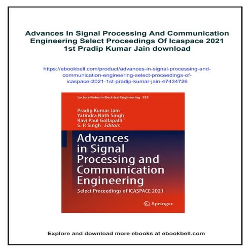 Advances In Signal Processing And Communication Engineering Select ...