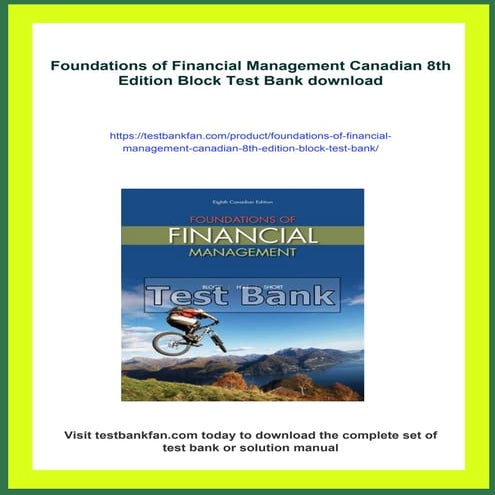 Foundations of Financial Management Canadian 8th Edition Block Test ...