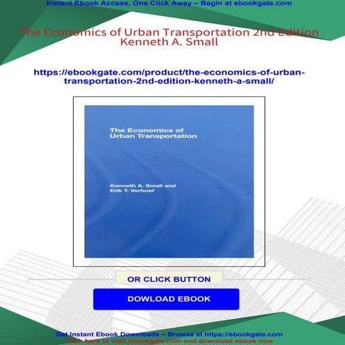 The Economics of Urban Transportation 2nd Edition Kenneth A. Small | PDF