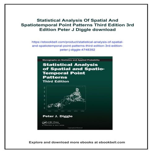 Statistical Analysis Of Spatial And Spatiotemporal Point Patterns Third Edition 3rd Edition ...