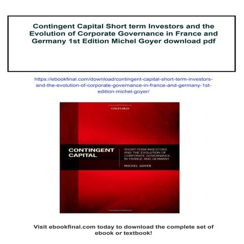 Contingent Capital Short term Investors and the Evolution of Corporate ...