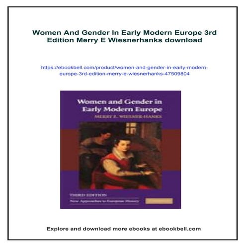 Women And Gender In Early Modern Europe 3rd Edition Merry E ...