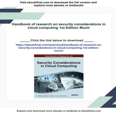 Handbook of research on security considerations in cloud computing 1st Edition Munir | PDF