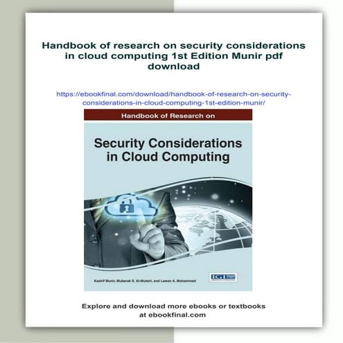 Handbook of research on security considerations in cloud computing 1st Edition Munir | PDF