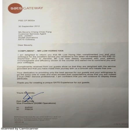 SATS Wendy Chong Recommend Letter | PDF