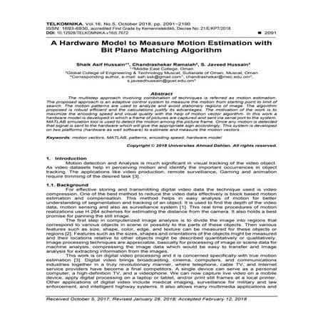 A Hardware Model To Measure Motion Estimation With Bit Plane Matching Algorithm Pdf