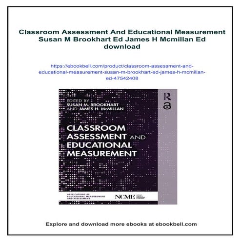 Classroom Assessment And Educational Measurement Susan M Brookhart Ed ...