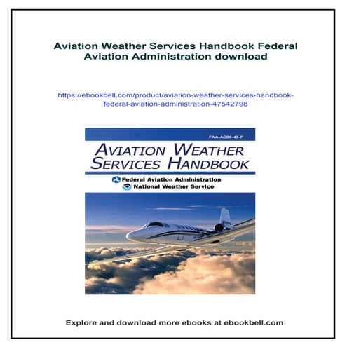 Aviation Weather Services Handbook Federal Aviation Administration | PDF