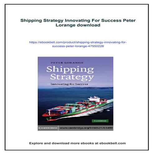 Shipping Strategy Innovating For Success Peter Lorange | PDF