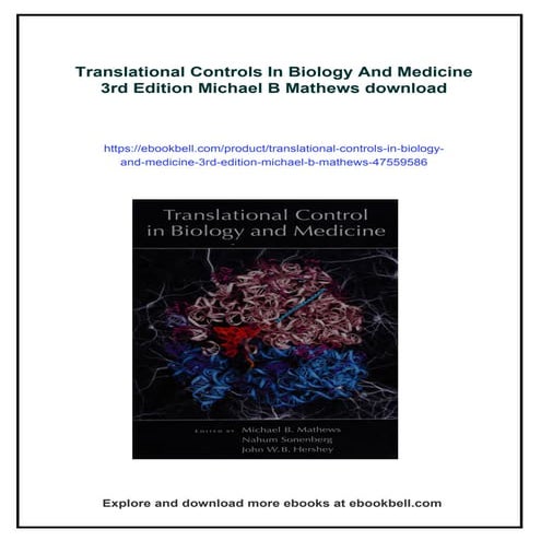 Translational Controls In Biology And Medicine 3rd Edition Michael B ...