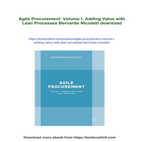 Agile Procurement: Volume I: Adding Value with Lean Processes Bernardo ...