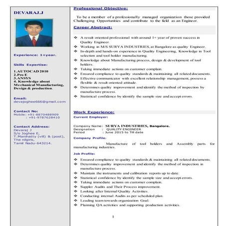 devaraj resume | DOCX