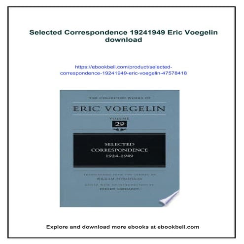 Selected Correspondence 19241949 Eric Voegelin | PDF