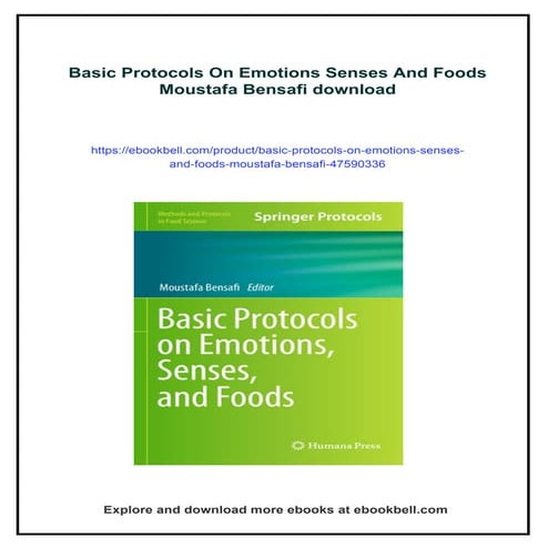 Basic Protocols On Emotions Senses And Foods Moustafa Bensafi | PDF