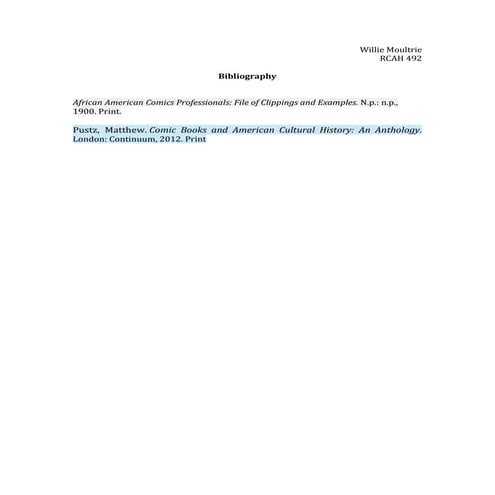 RCAH 492 Final Project Bibliography | DOCX