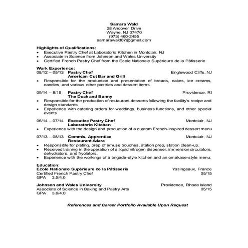 Samara Wald resume | DOCX